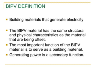What is BIPV, Building Integrated Photovoltaics | PPT