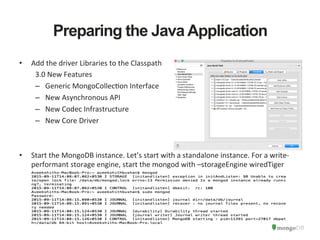 Webinar: Building Your First App with MongoDB and Java | PPT