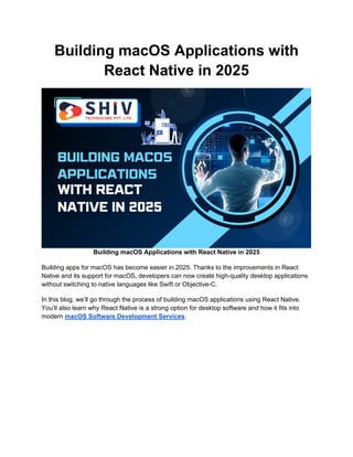 React Native for macOS App Development in 2025 | PDF