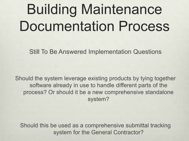 Building maintenance documentation | PPT | Free Download
