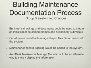 Building maintenance documentation | PPTX