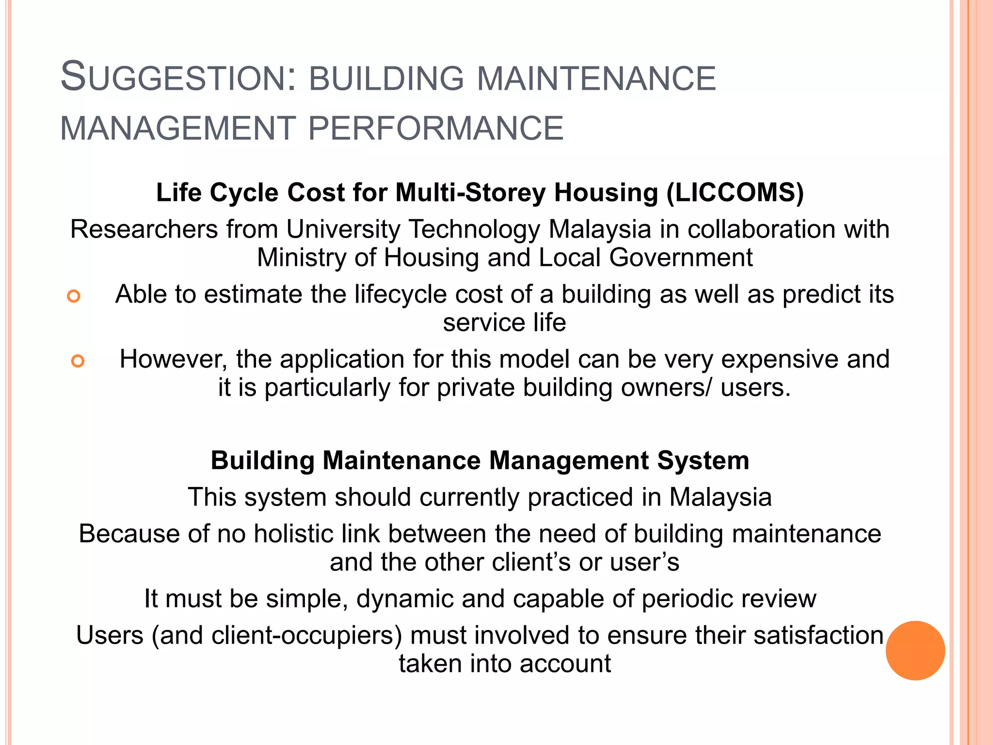 Building maintenance management in malaysia | PPT