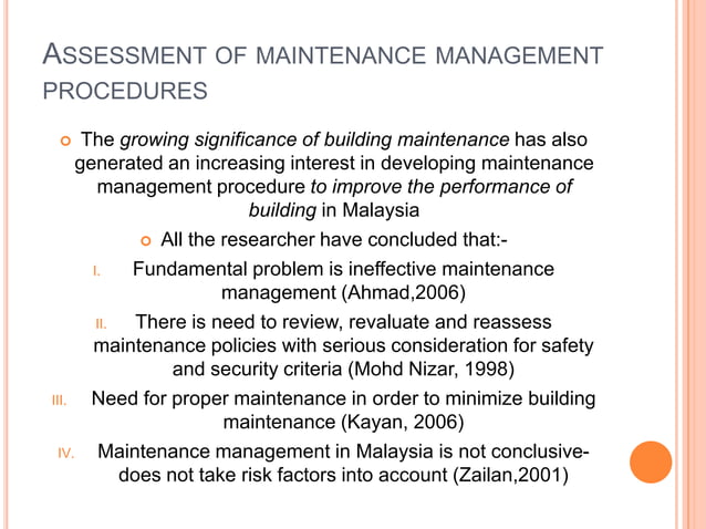 Building maintenance management in malaysia | PPT