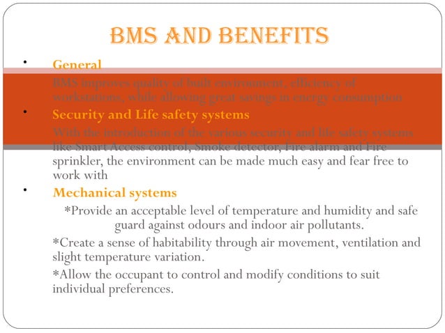Building management system (bms) | PPT | Indoor Environmental Quality ...