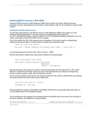 Building mash ups and simplifying application integration with res tful web services in abap | PDF