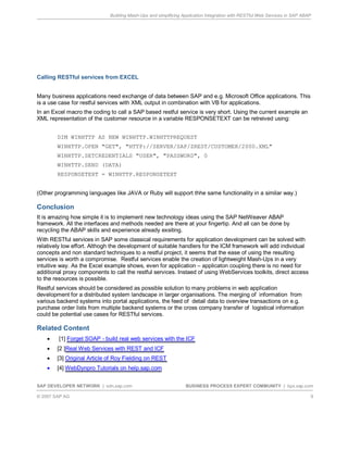 Building mash ups and simplifying application integration with res tful web services in abap | PDF