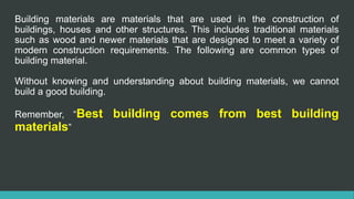 Building Materials - English for Civil Engineering | PPTX | Civil ...