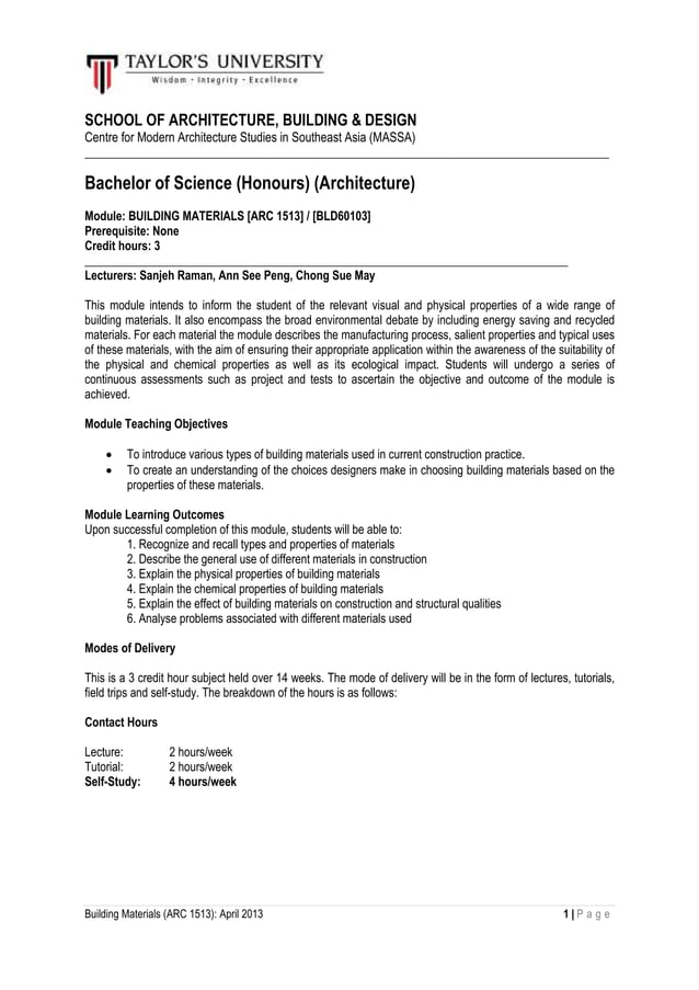 Building materials module outline | PDF