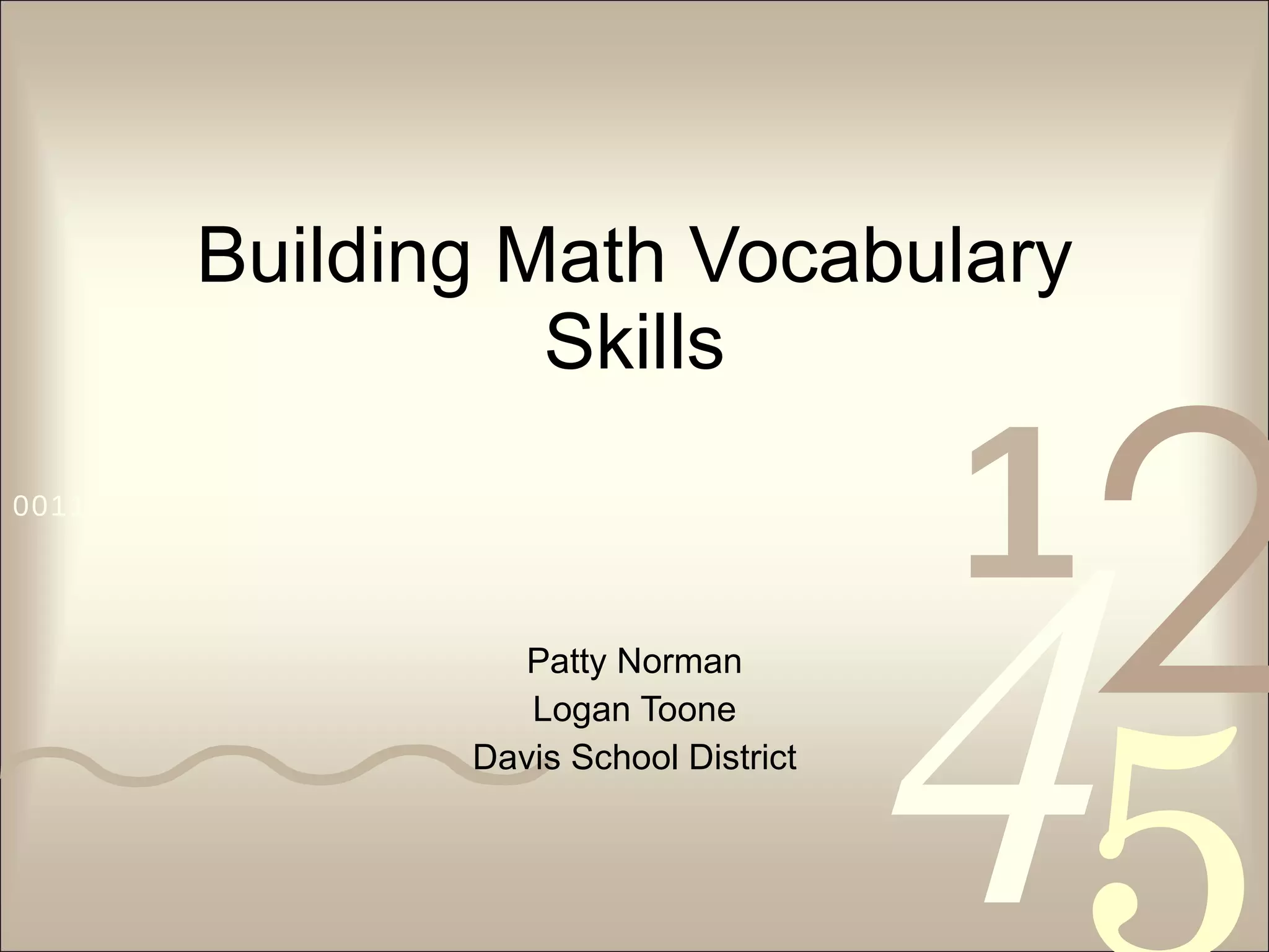Building math vocabulary skills | PPT