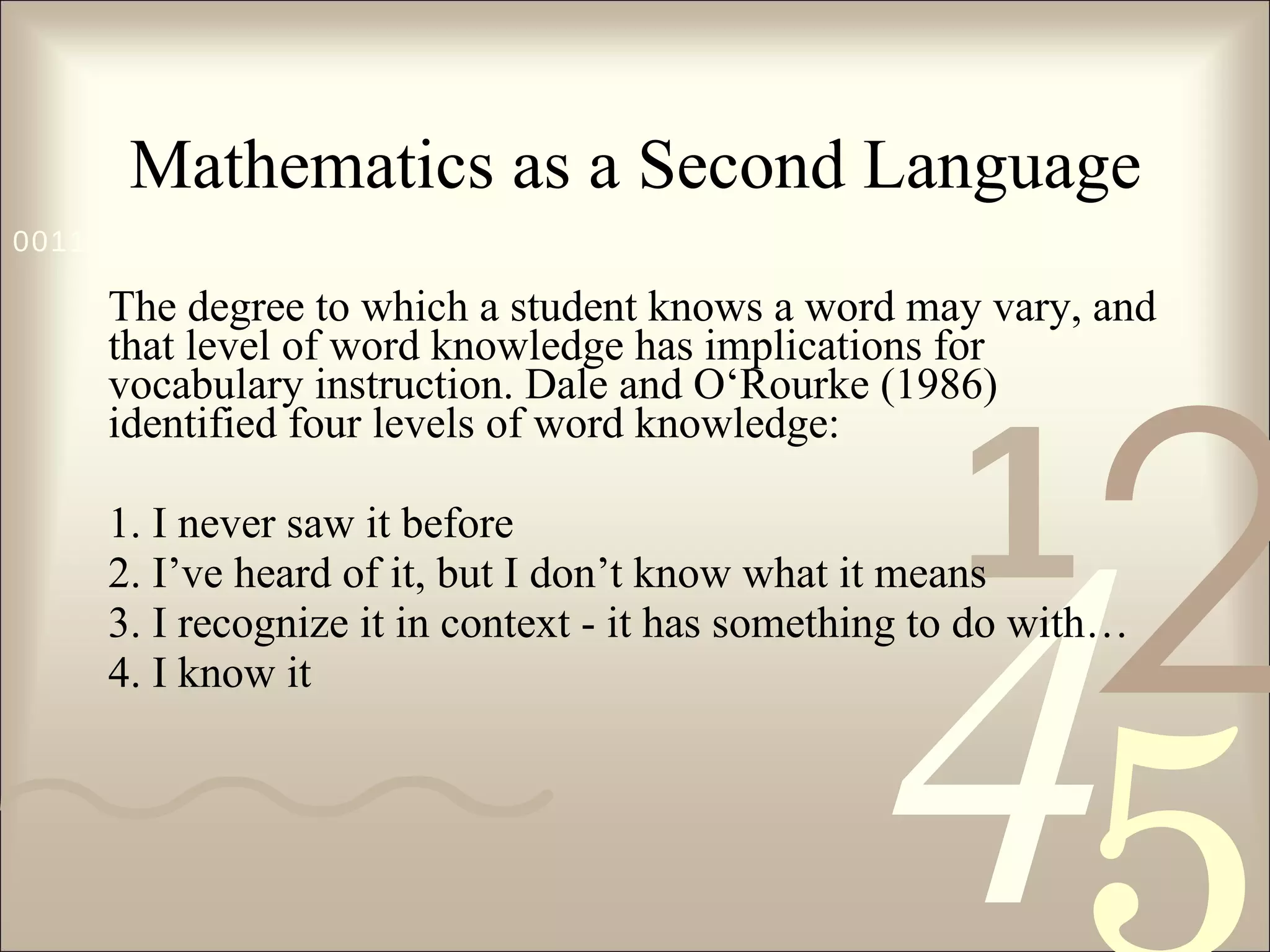 Building math vocabulary skills | PPT