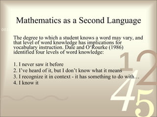 Building math vocabulary skills | PPT