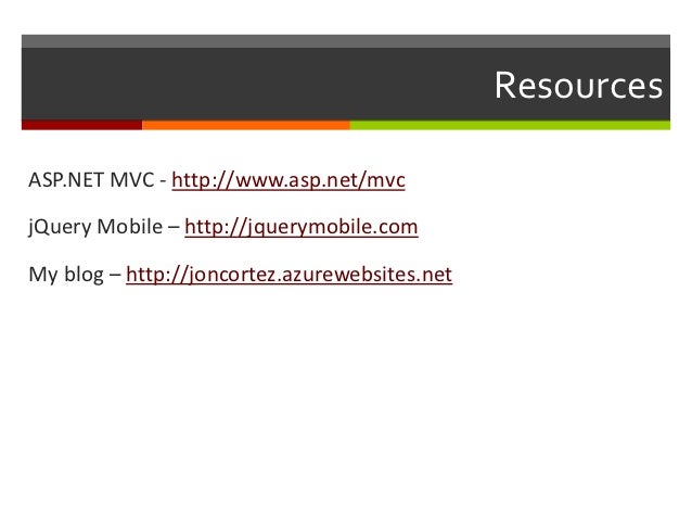 Building Mobile Web Apps using ASP.NET MVC, HTML5, & jQuery Mobile
