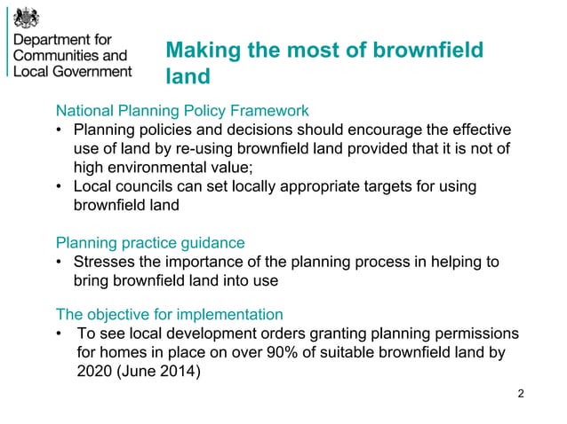 Mide Beaumont, DCLG - Building More Homes on Brownfield Land: Local ...
