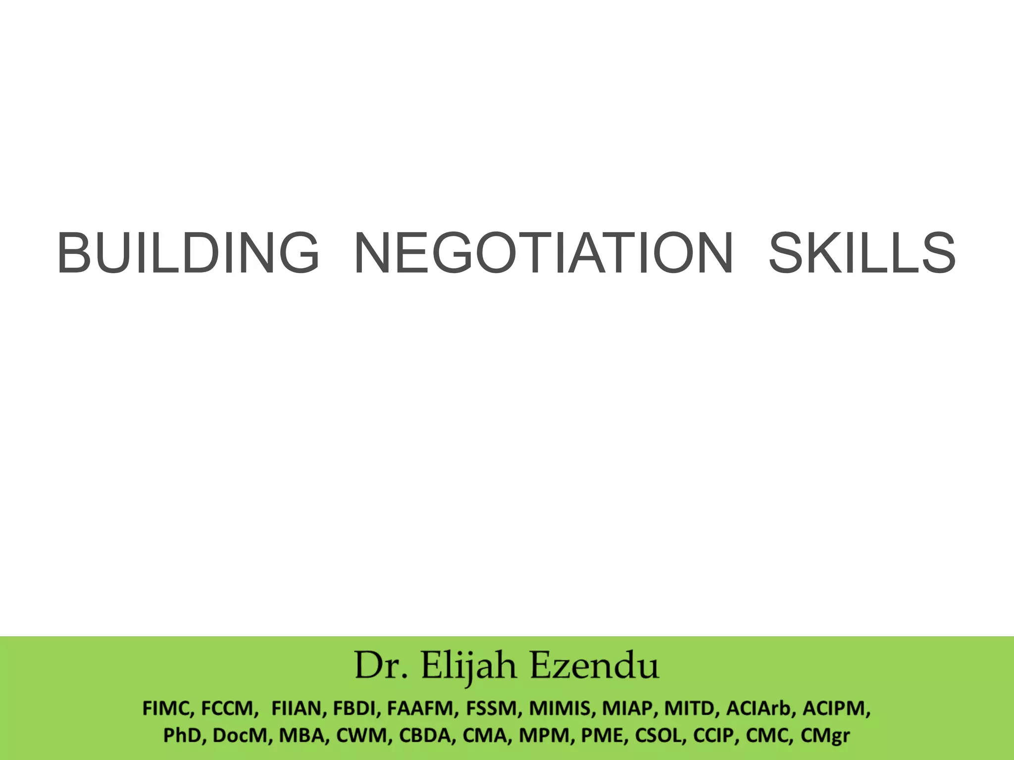 Building Negotiation Skills | PPT