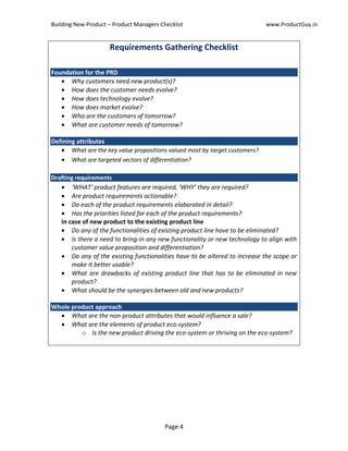 Building New Product - Product Managers Checklist | PDF | Business ...