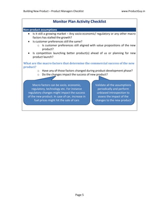 Building New Product - Product Managers Checklist | PDF