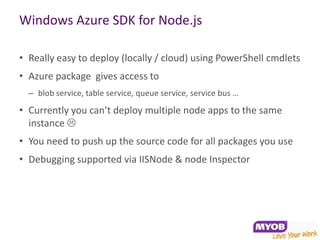 Building node.js applications on windows azure | PPT
