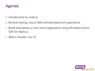 Building node.js applications on windows azure | PPTX