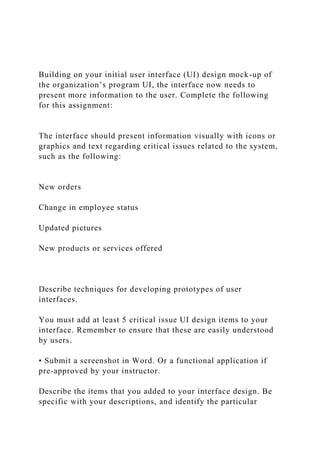 Building on your initial user interface (UI) design mock-up of t.docx ...