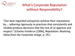 Building organisational reputation through responsible corporate social ...