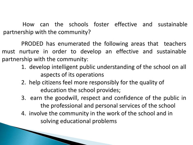 Building Partnership with the Community.ppt | Professional School ...