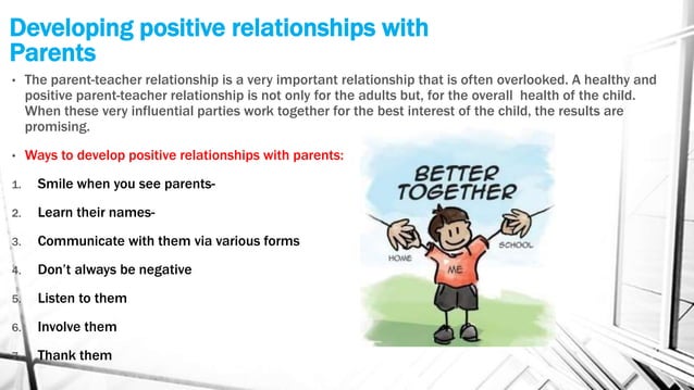 Building positive relationships