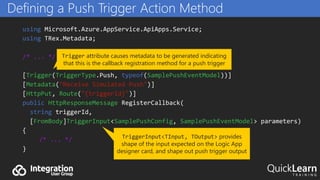 Building Push Triggers for Logic Apps | PPTX | Cloud Computing | Internet