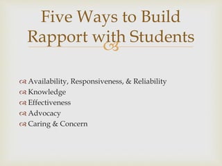 Building rapport with students | PPTX