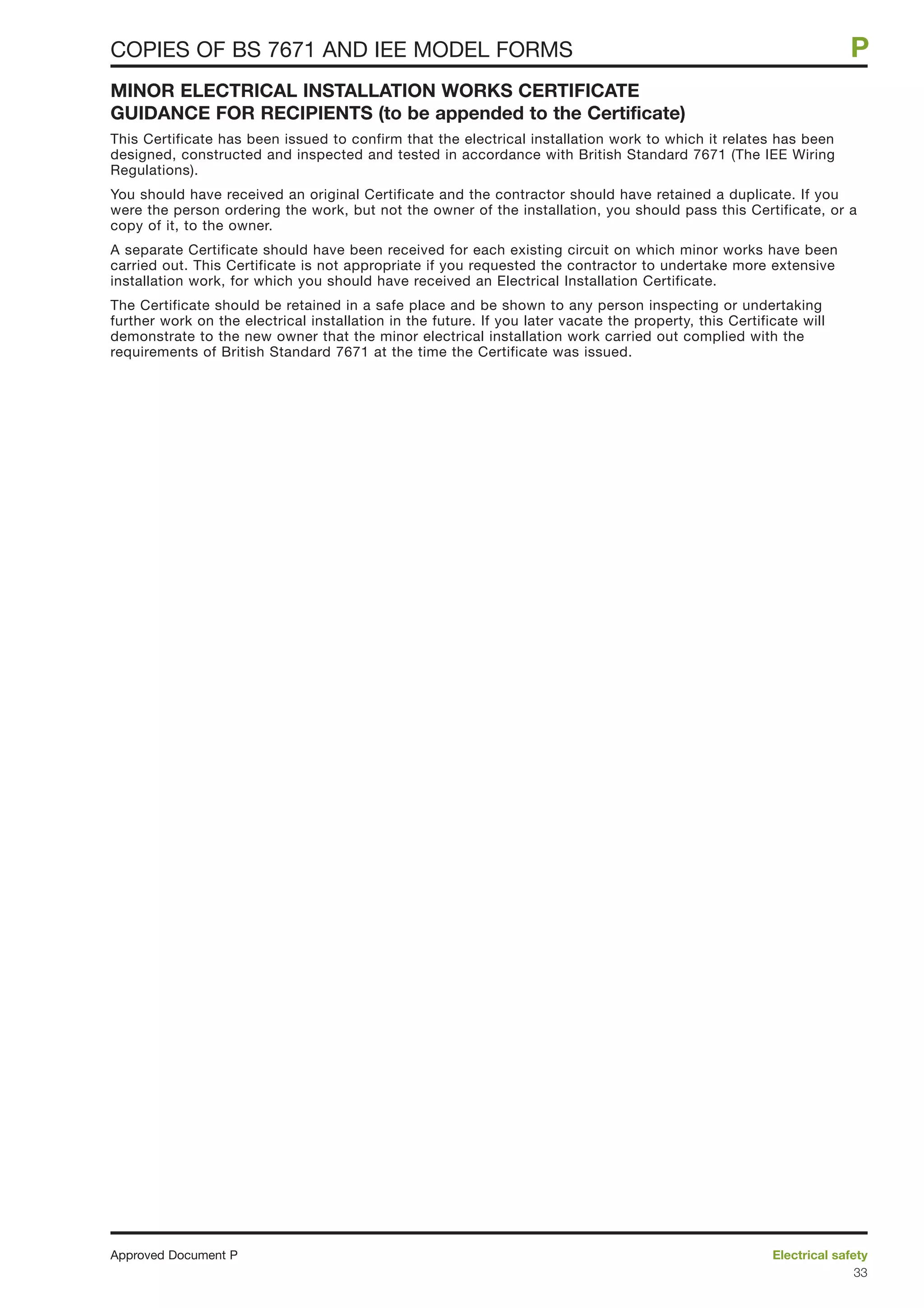 Building regulations electrical safety jan 2005 | PDF