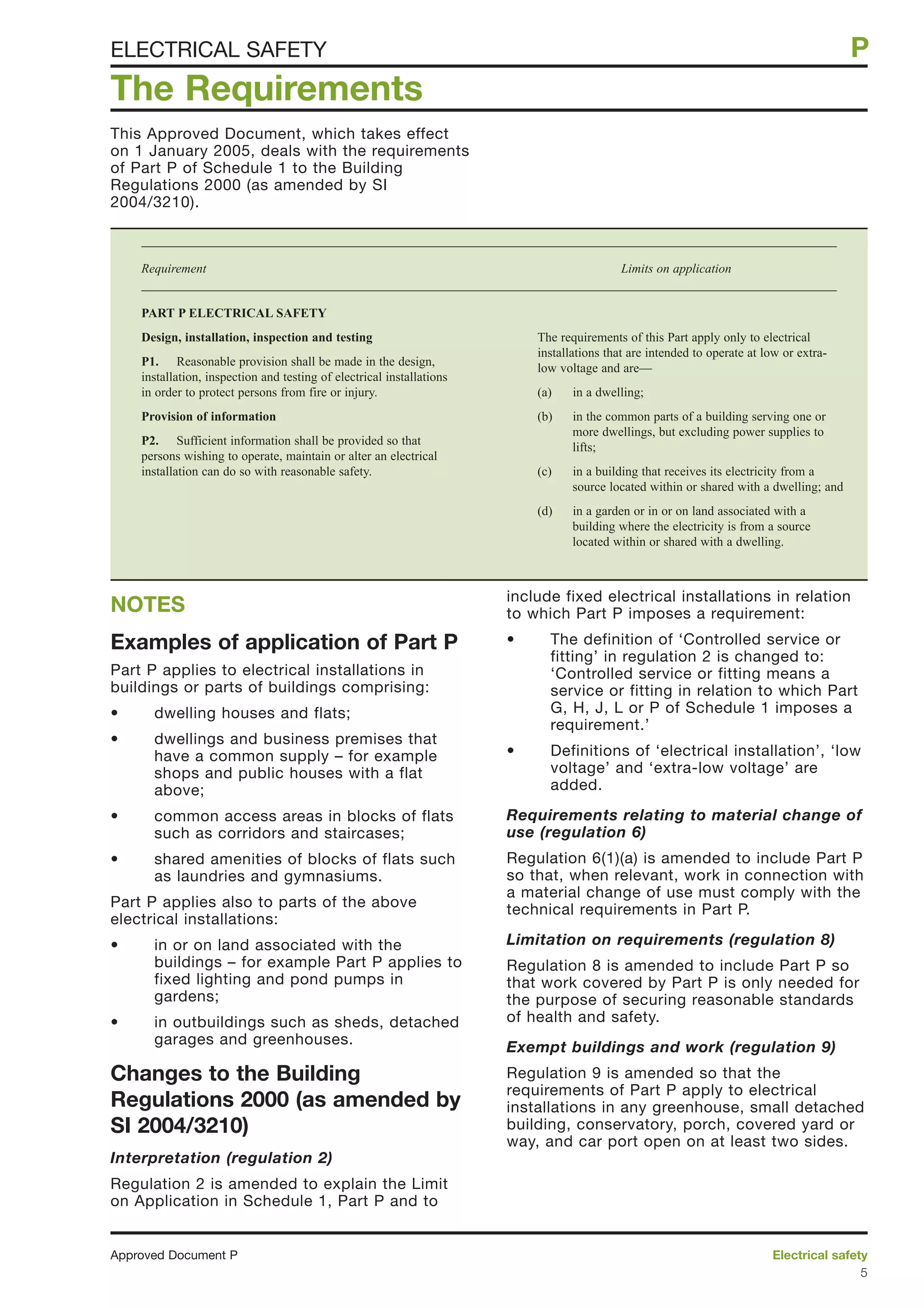 Building regulations electrical safety jan 2005 | PDF