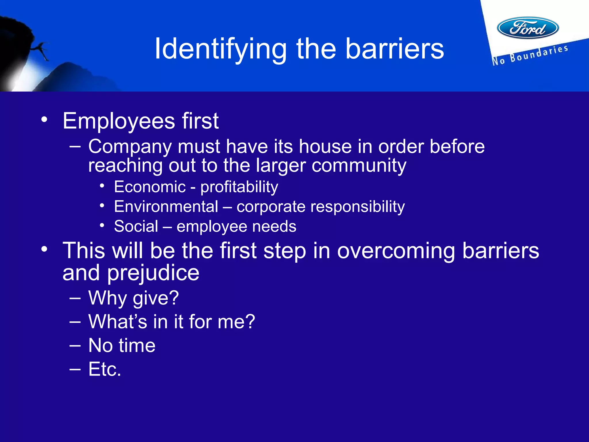 Breaking down barriers to successful CSR | PPT