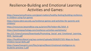 Building resilience and social emotional intelligence | PPTX