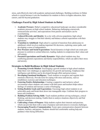 Building Resilience in High School Students in Dubai: Coping with ...