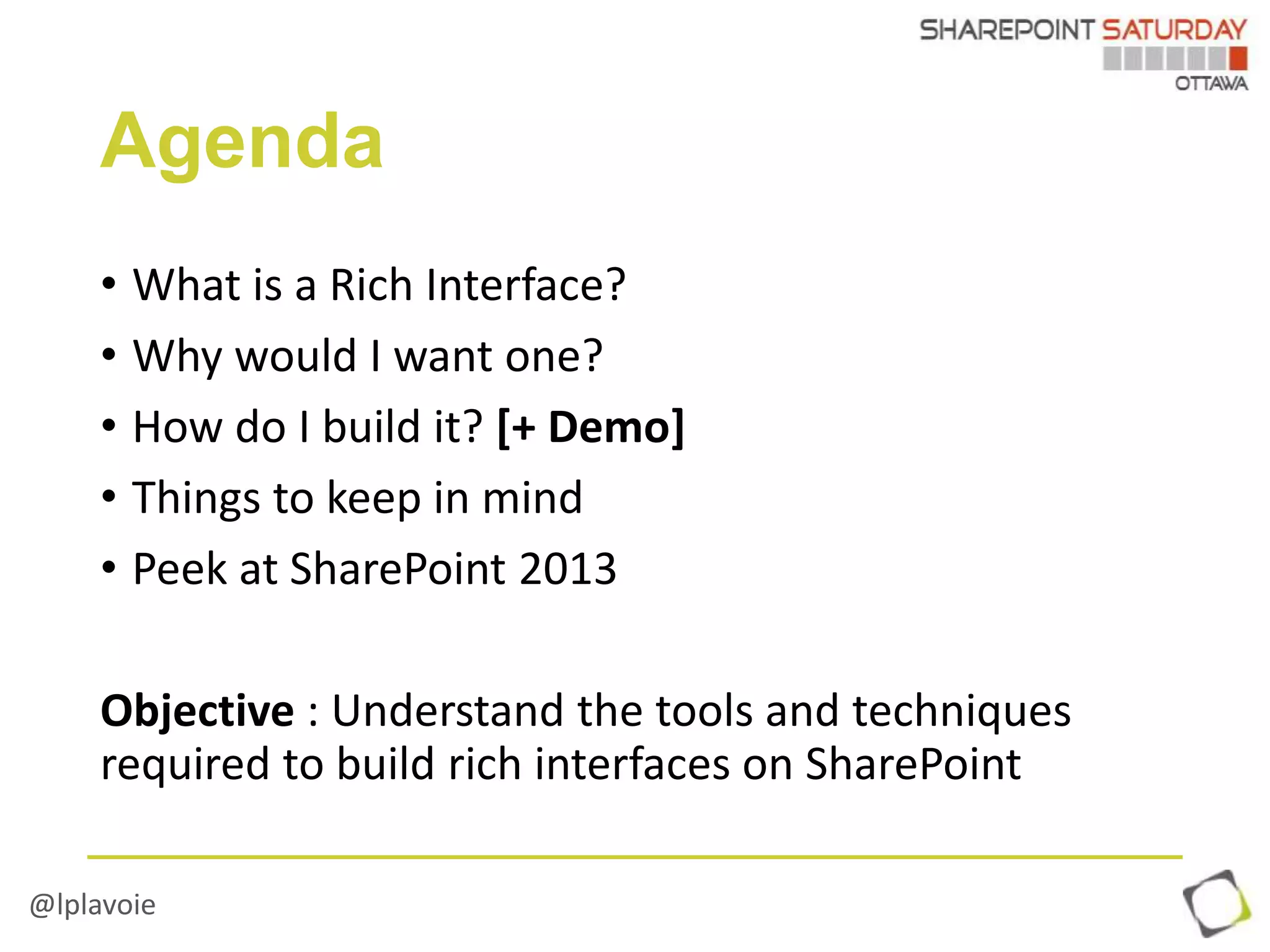 Building rich interface components with SharePoint | PPT