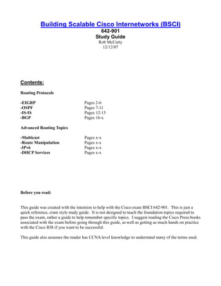 Building Scalable Cisco Internetworks (Bsci) | PDF
