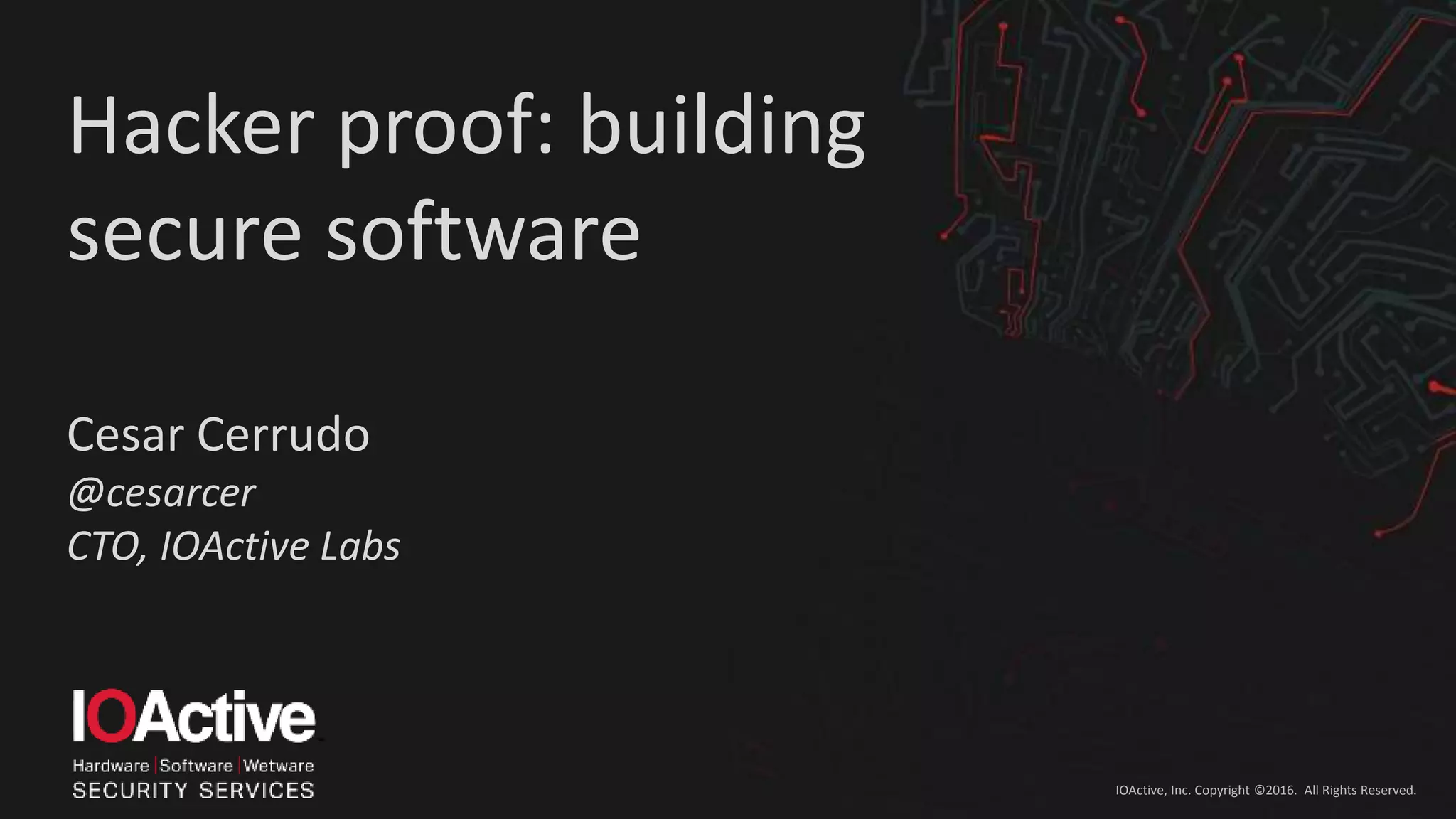 Hacker Proof: Building Secure Software | PPT