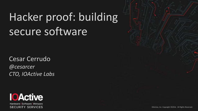 Hacker Proof: Building Secure Software | PPT