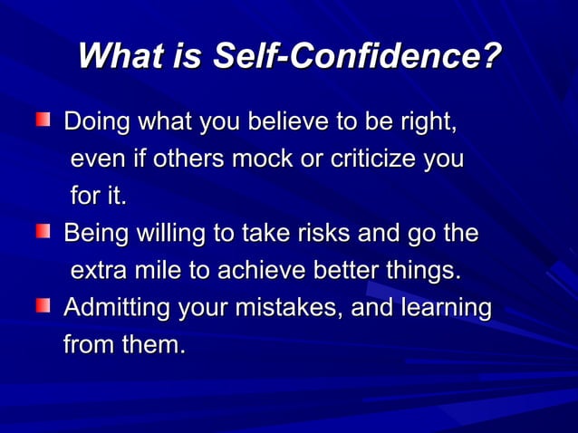 Building self confidence | PPT