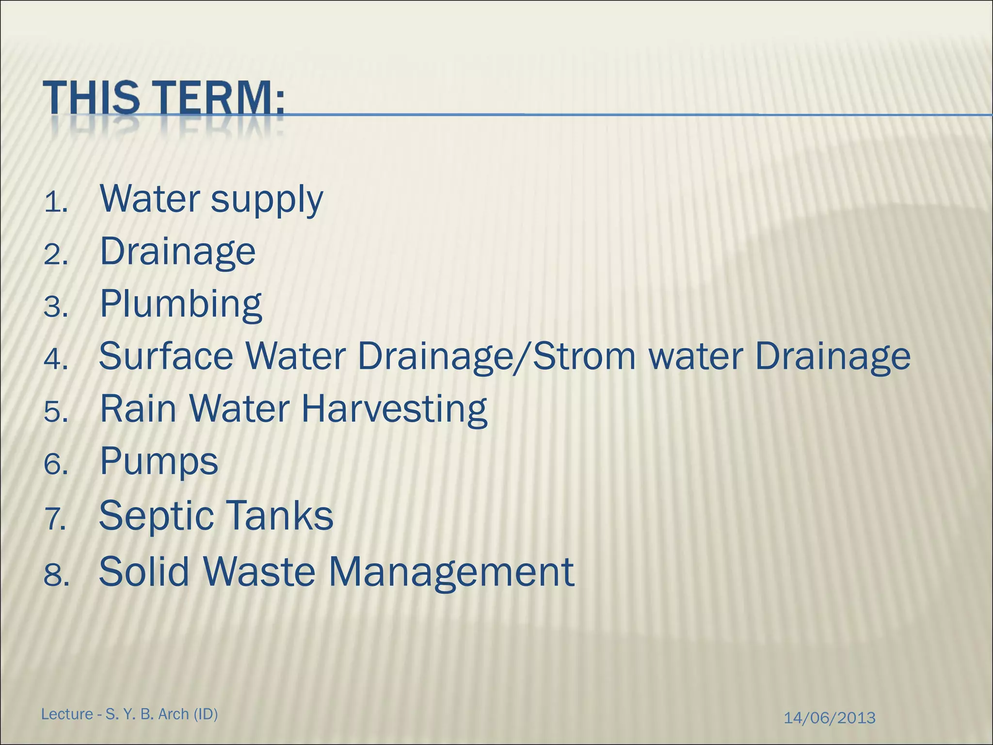Building services water supply | PPT