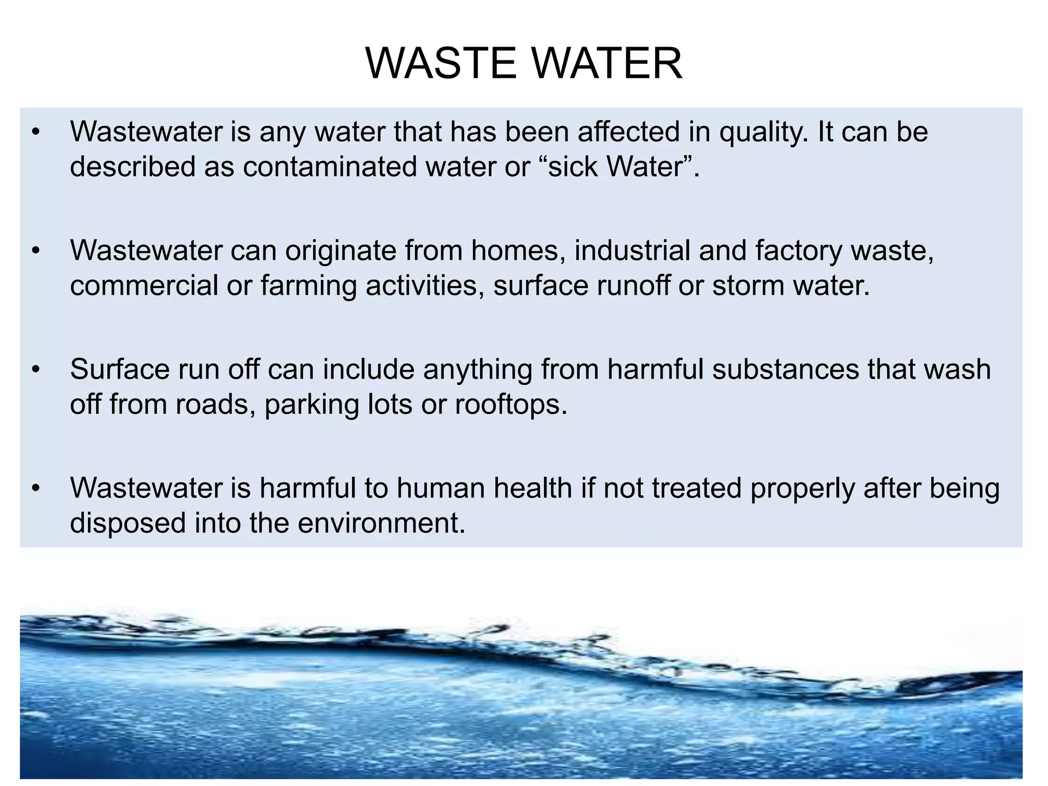 SUSTAINABLE WASTE WATER TREATMENT | PPTX