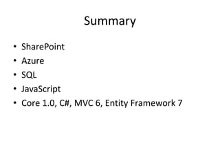 Building Share Point add-ins with JavaScript and c# Microsoft Western Europe Community Day in ...