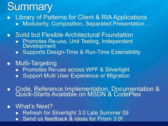 Building Silverlight & Wpf Applications With Prism | PPT Building Silverlight & Wpf Applications With Prism | PPT