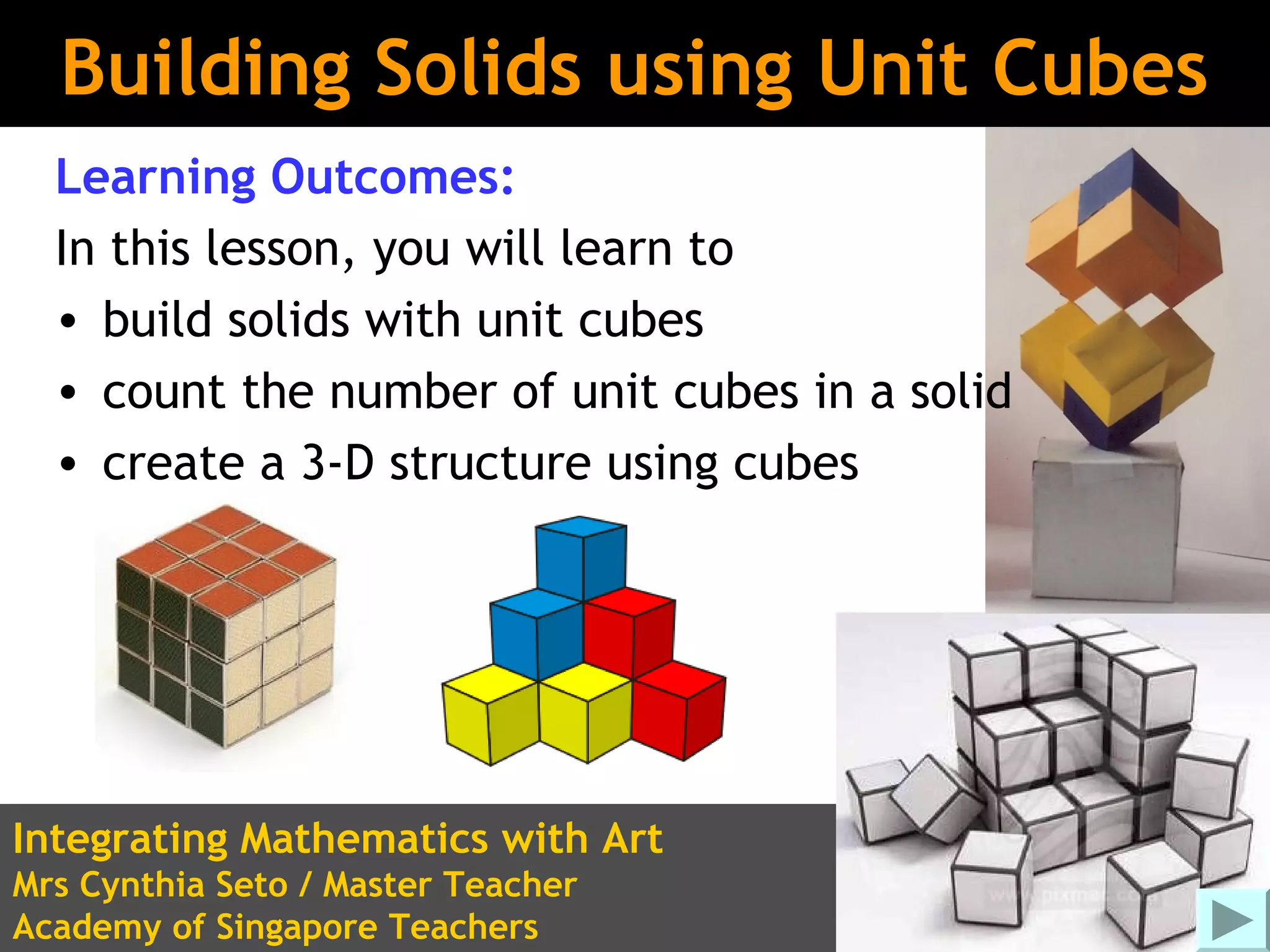 Building solids using unit cubes | PPT