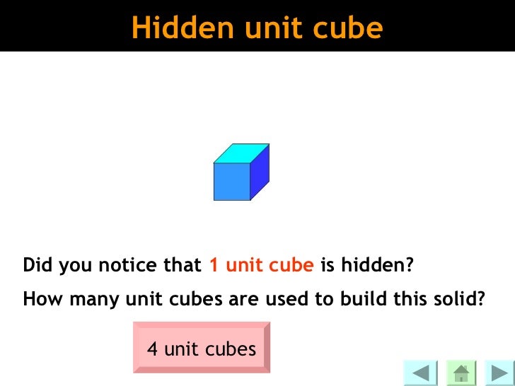 Building solids using unit cubes
