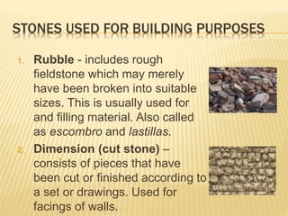 Building stones, gypsum and lime | PPTX | Geology | Science