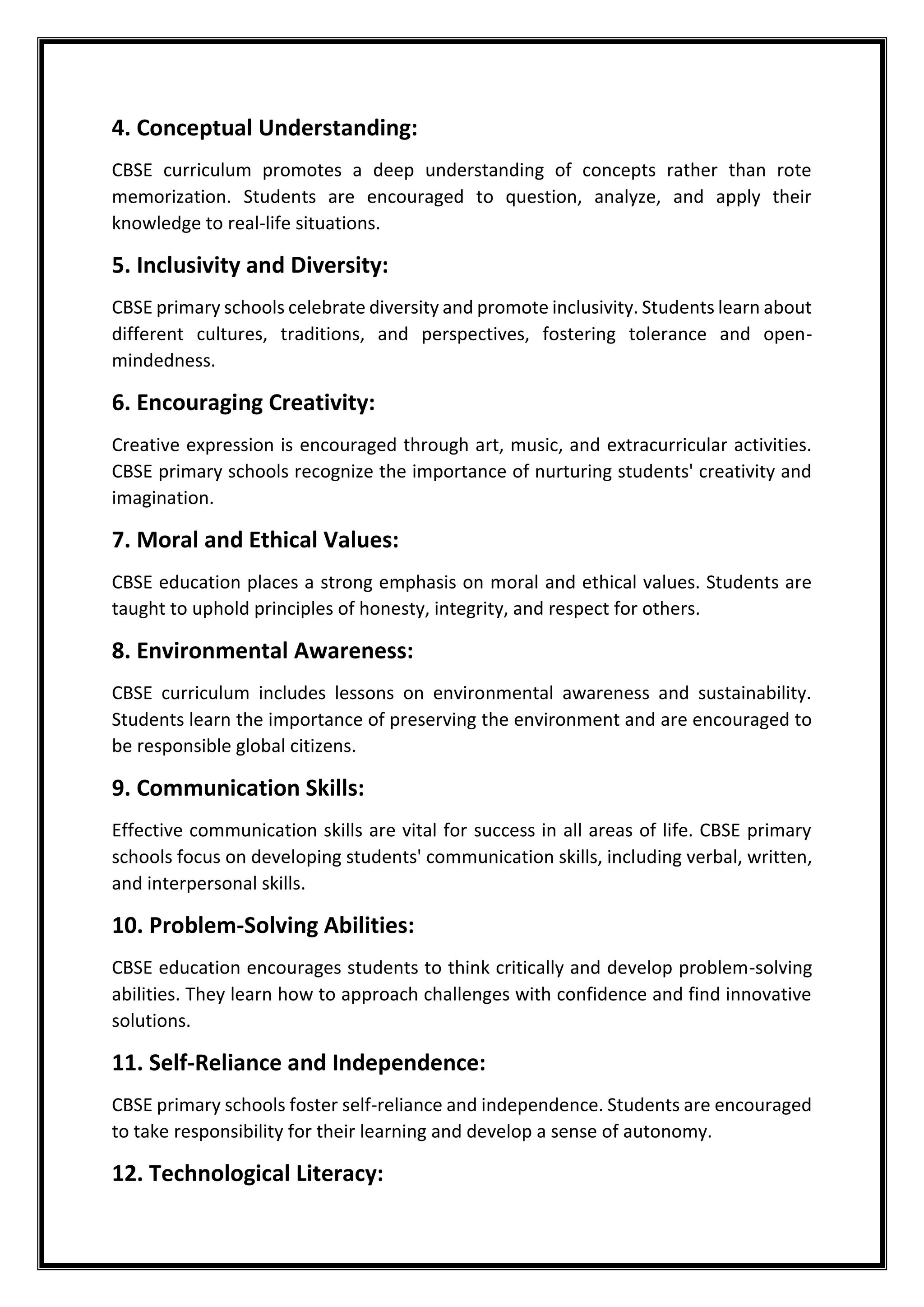 Building Strong Foundations CBSE Education in Primary Schools | PDF