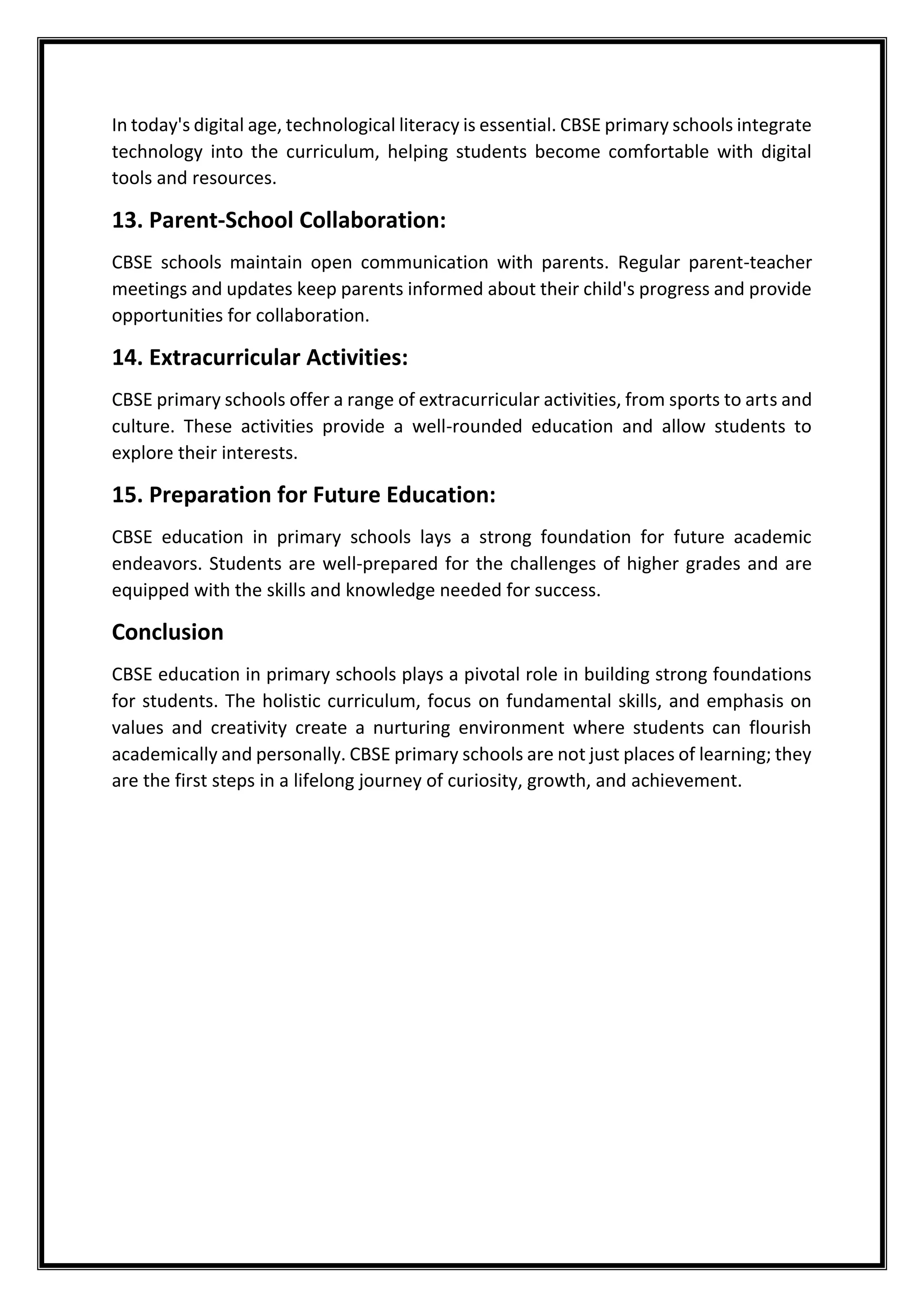 Building Strong Foundations CBSE Education in Primary Schools | PDF