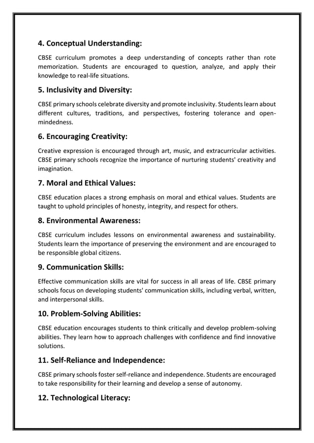Building Strong Foundations CBSE Education in Primary Schools | PDF