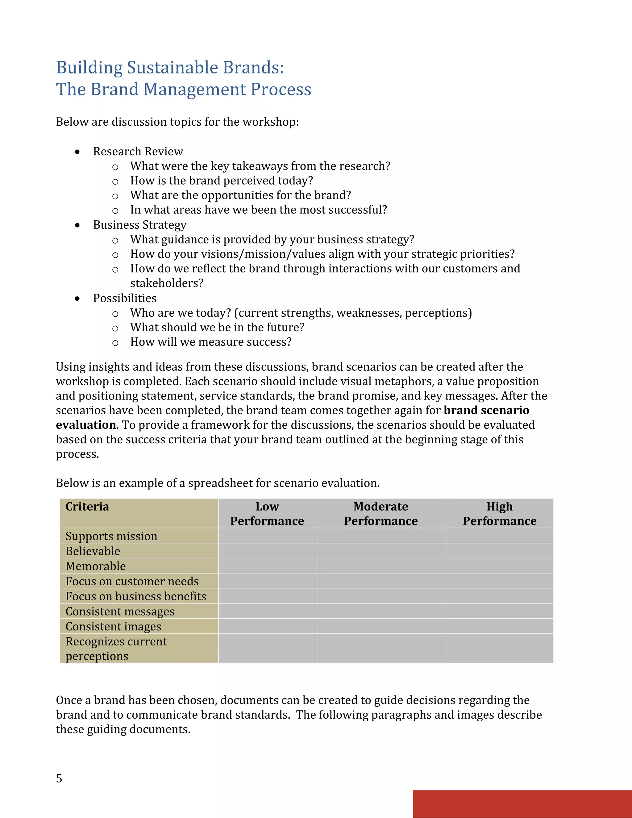 Building Sustainable Brands the Brand Management Process | PDF