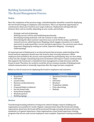 Building Sustainable Brands the Brand Management Process | PDF